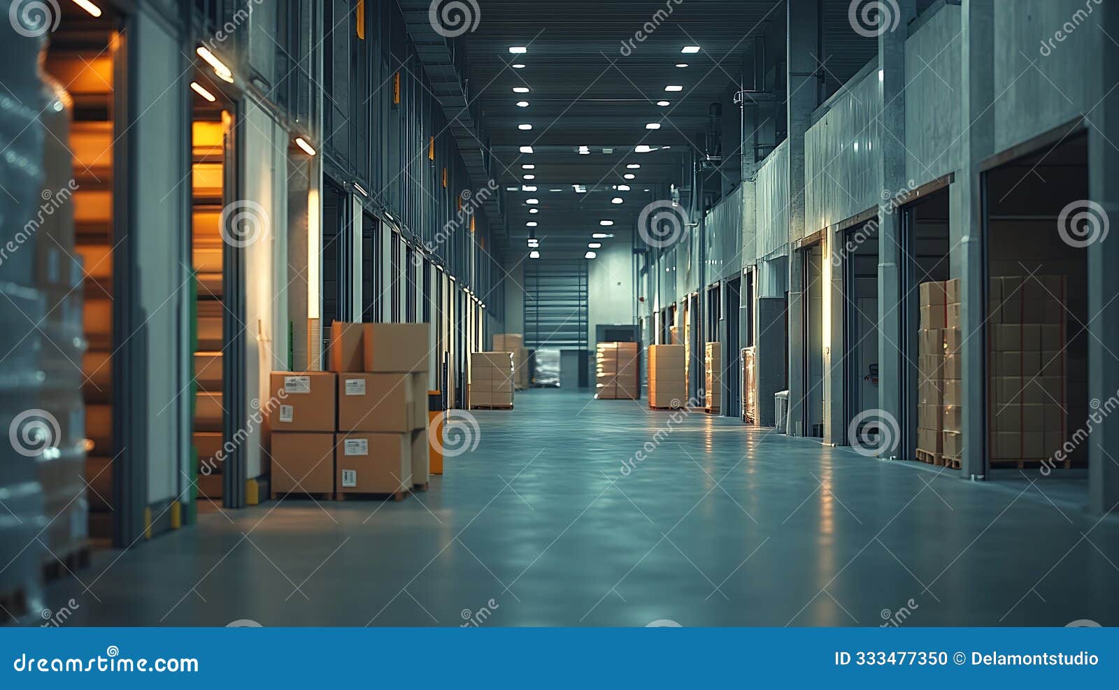 Generative AI Warehouse Hall with Boxes and Orders Industrial Interior ...