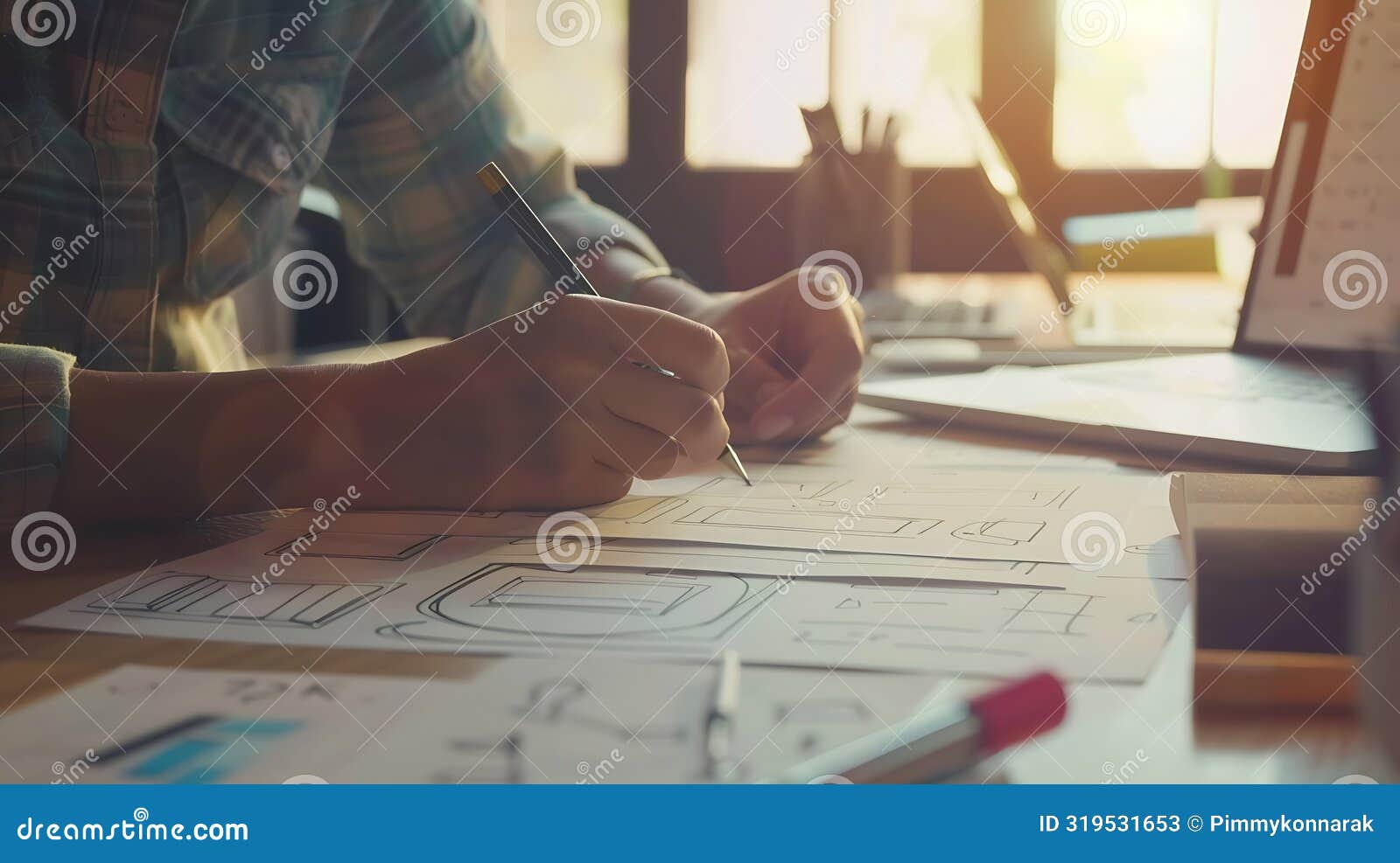 Generative AI Website Development UIUX Front End Designer Sketching Wireframe Layout Design ...