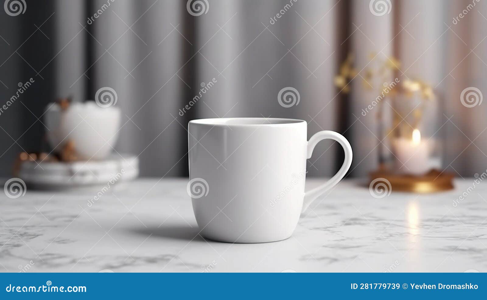 Generative AI, White Ceramic Cup Set-up in at Home Interior, Mug Mock ...
