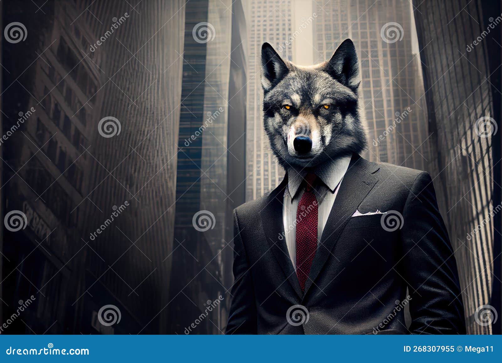 Wolf In Suit With Tie By Butterfly Cartoon Vector | CartoonDealer.com ...