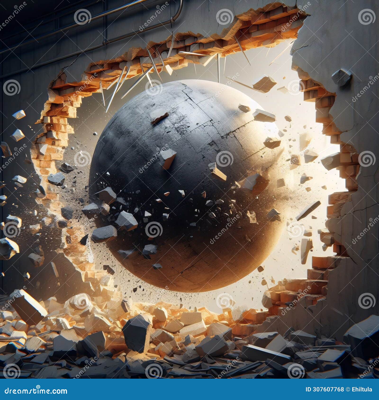 Generative AI Wrecking Ball Shattering the Red Brick Wall Stock ...