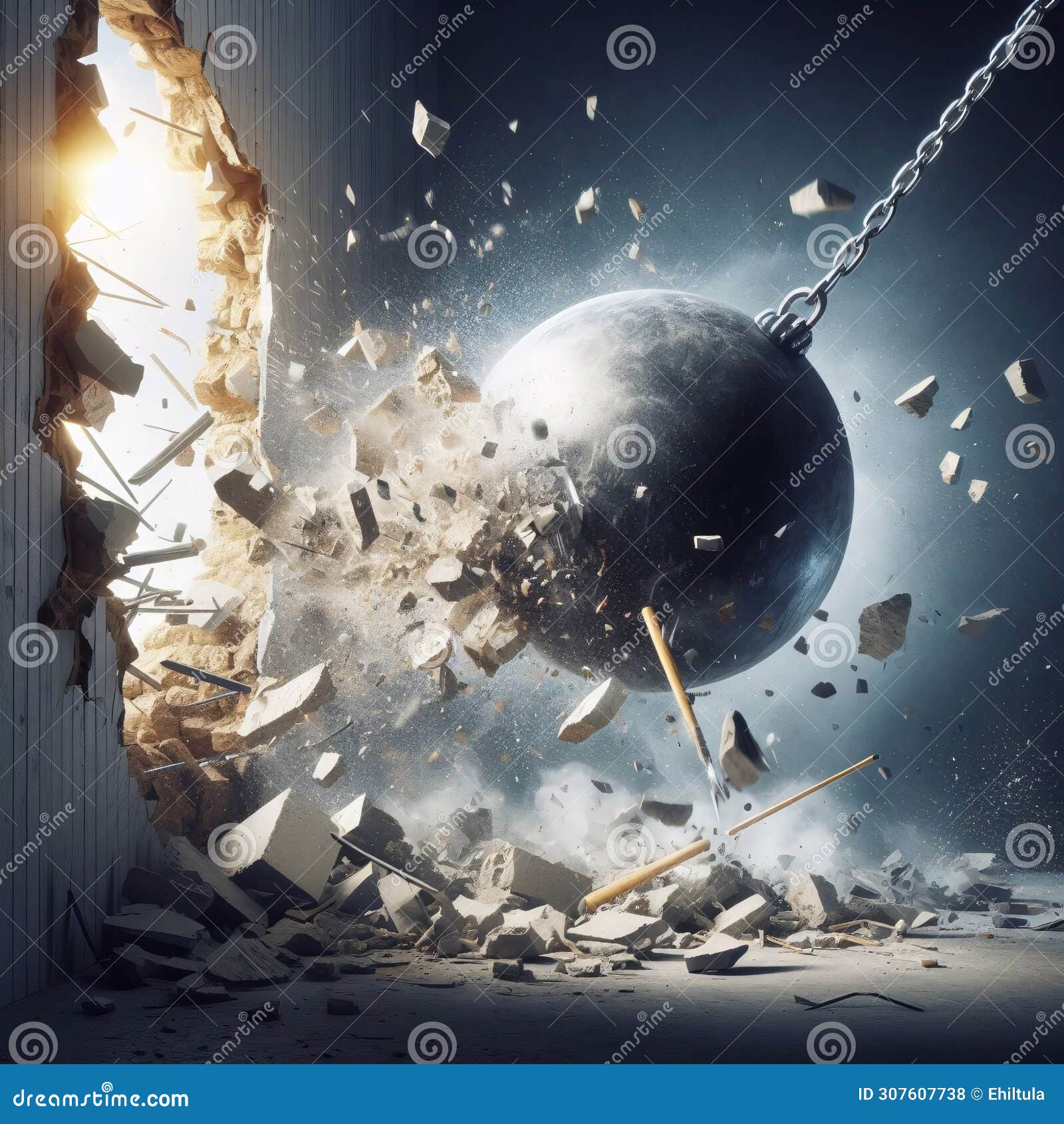 Generative AI Wrecking Ball Shattering the White Wall Stock ...