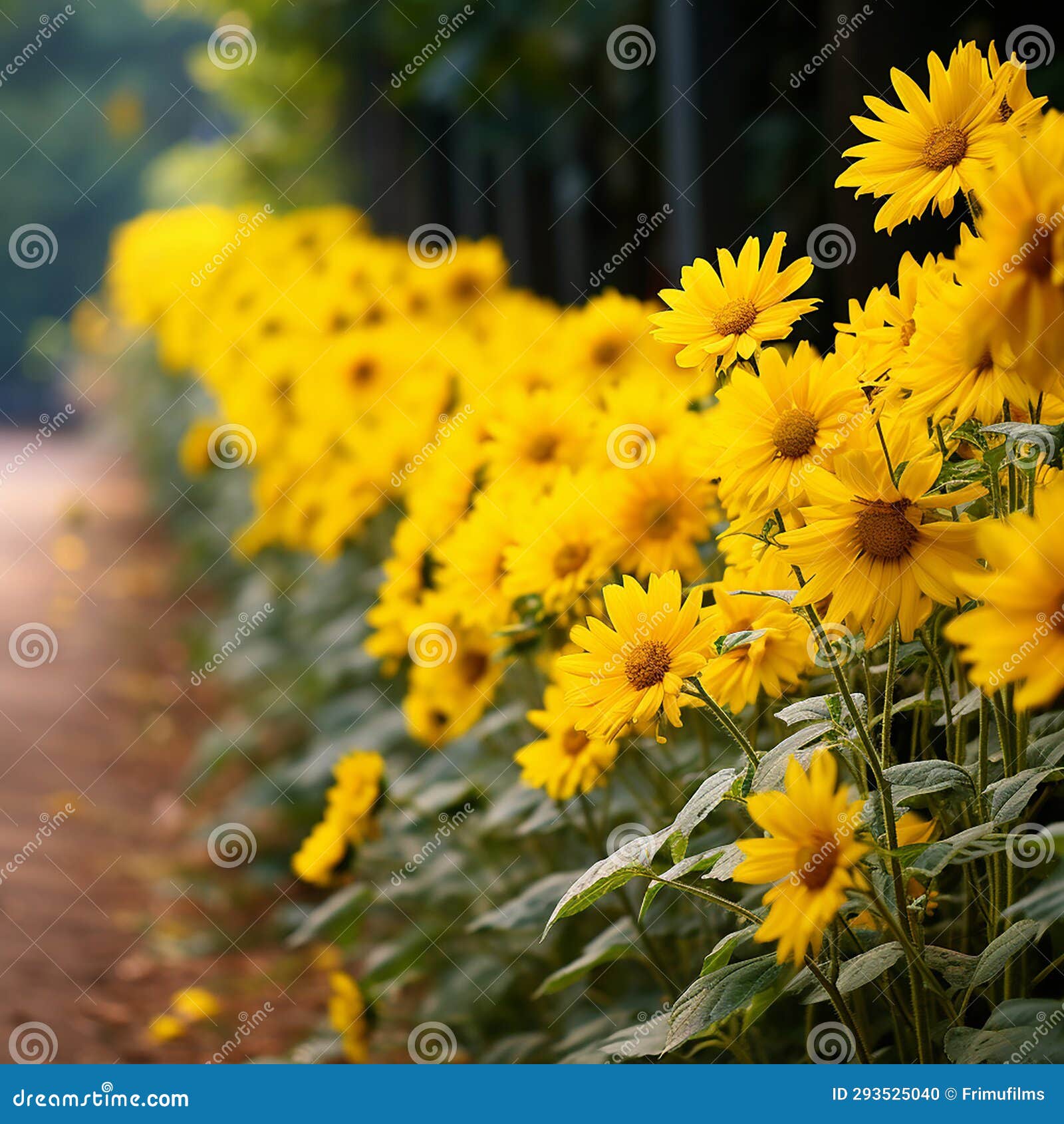 Generative AI Yellow Flowers in a Field Close Up Stock Illustration ...