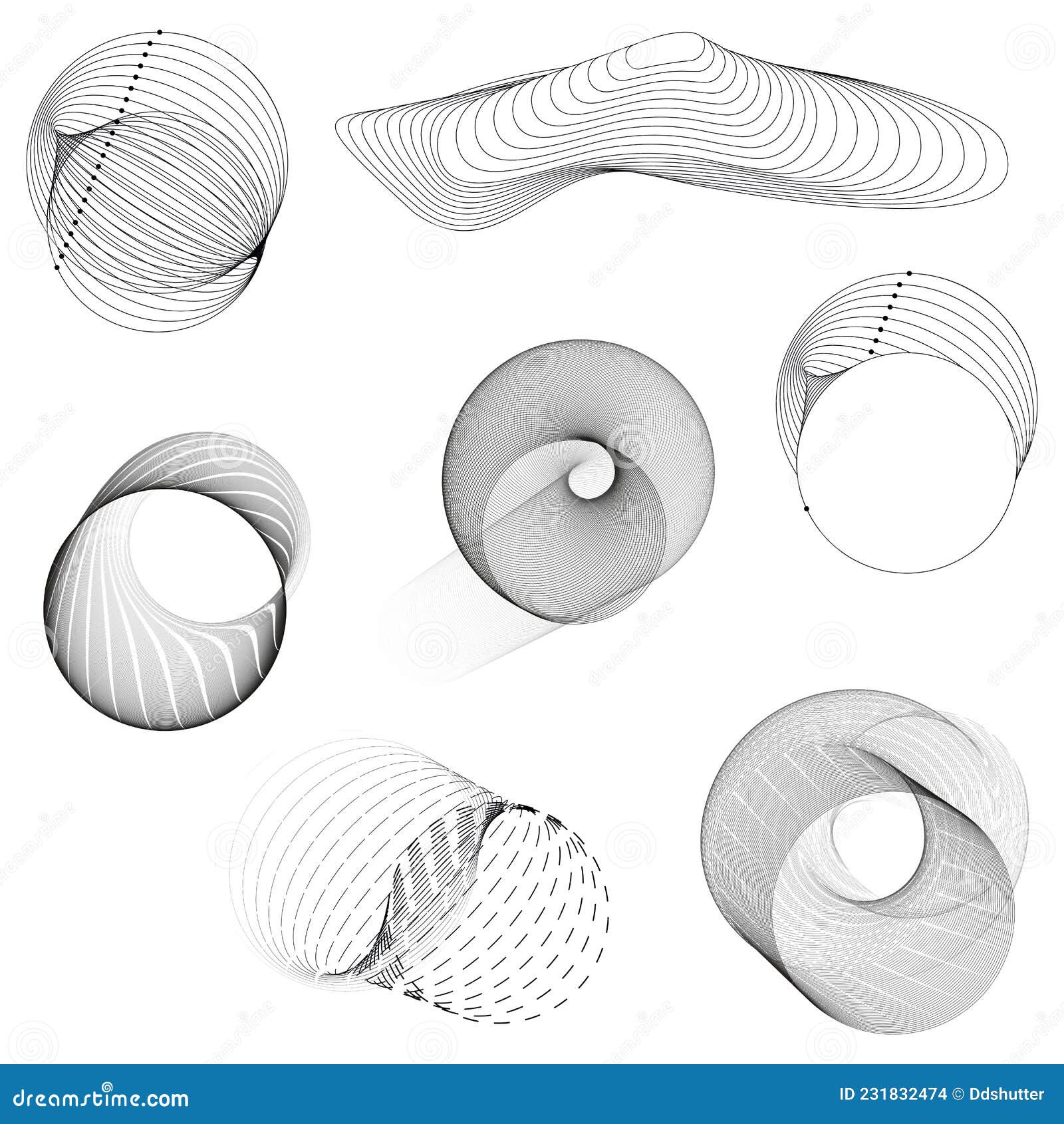 Generative Art Set. Abstract Shapes. Elements Modern Circle Design ...