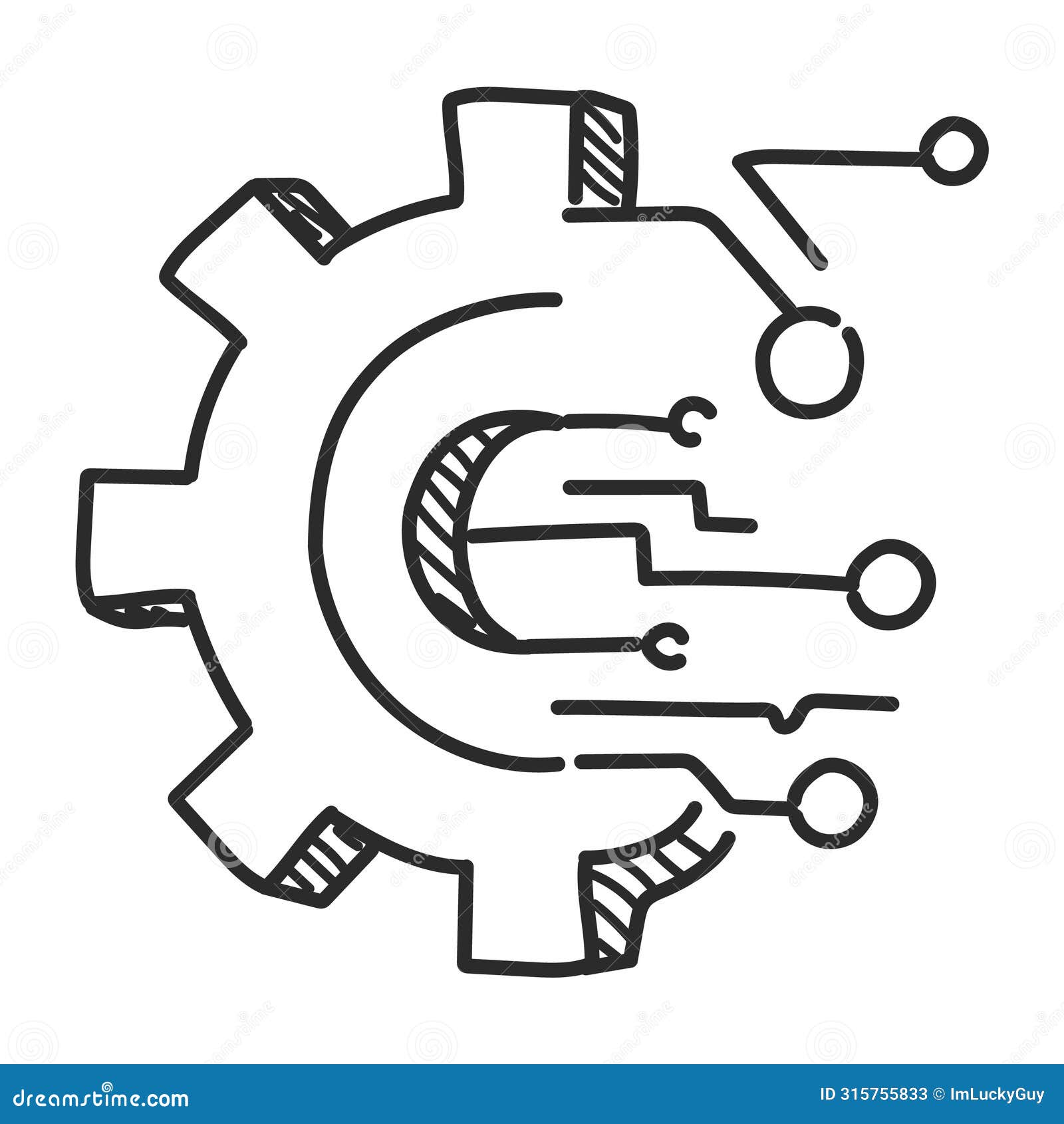 Generative Artificial Intelligence Doodle Icon Stock Vector ...