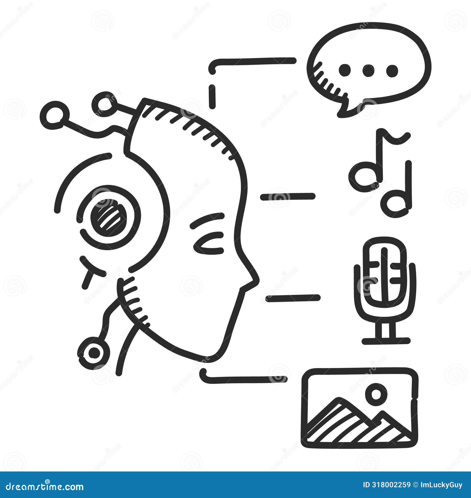 Generative Artificial Intelligence Doodle Icon Stock Vector ...