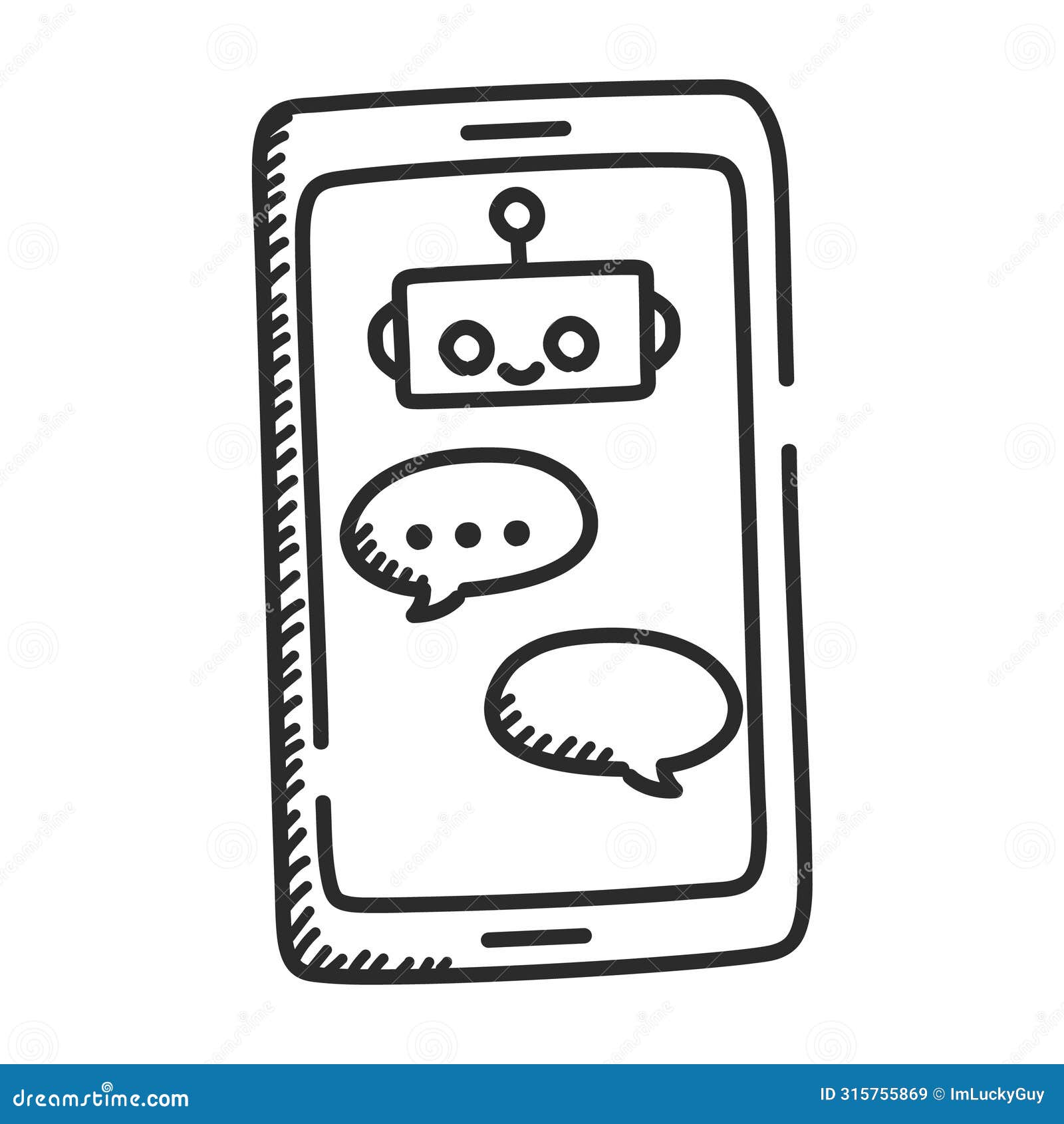 Generative Artificial Intelligence Doodle Icon Cartoon Vector ...
