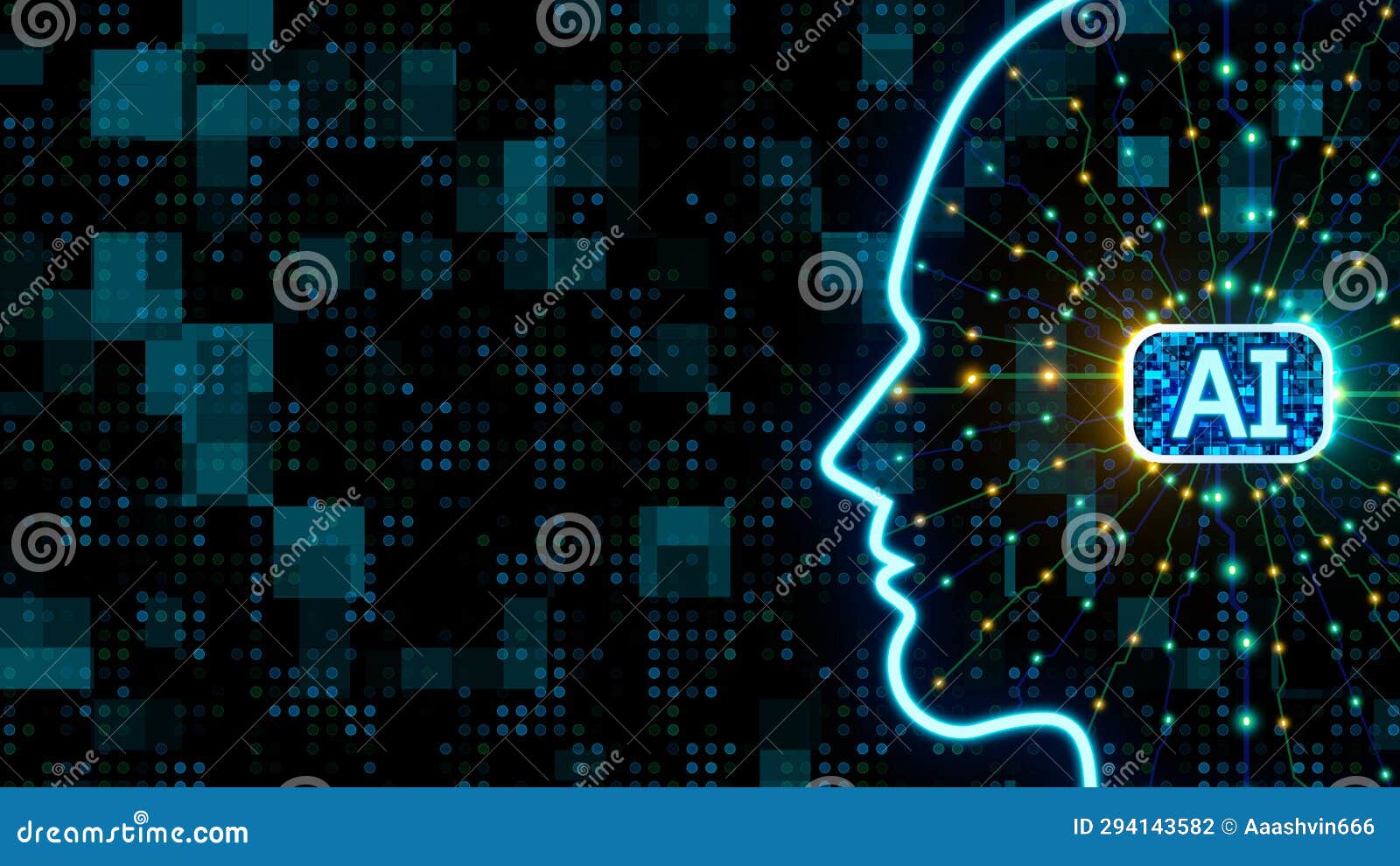 Smart Artificial Intelligence Digital Futuristic Technology Face With ...