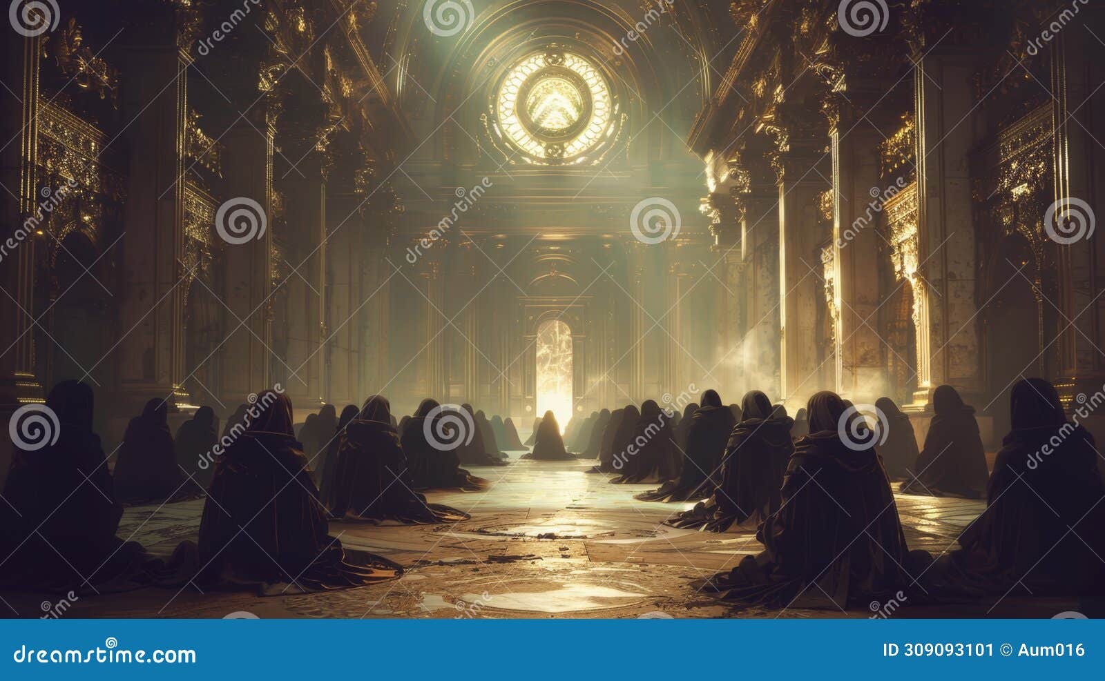 Monks Perform a Secret Ritual Stock Illustration - Illustration of ...