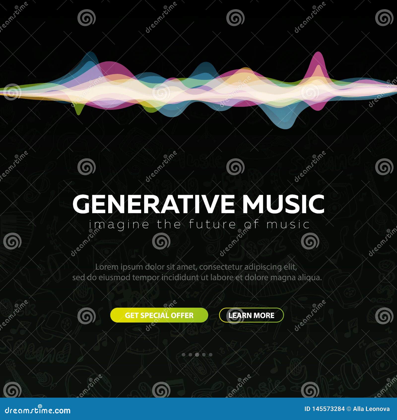 Generative Music. Music Created by AI. Vector Illustration. Stock ...