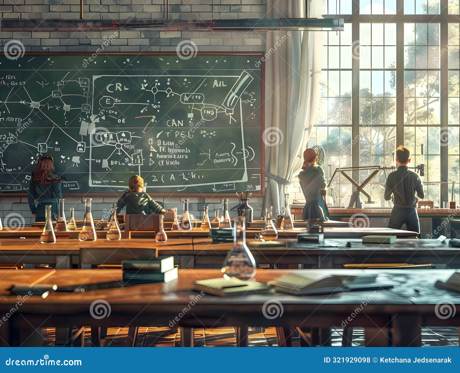 Generative Rendering of a 1970s Style Science Classroom with Students ...