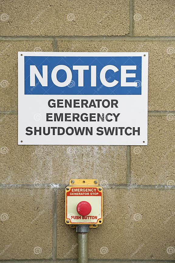 Generator Emergency Shutdown Switch Stock Image - Image of notice, sign ...