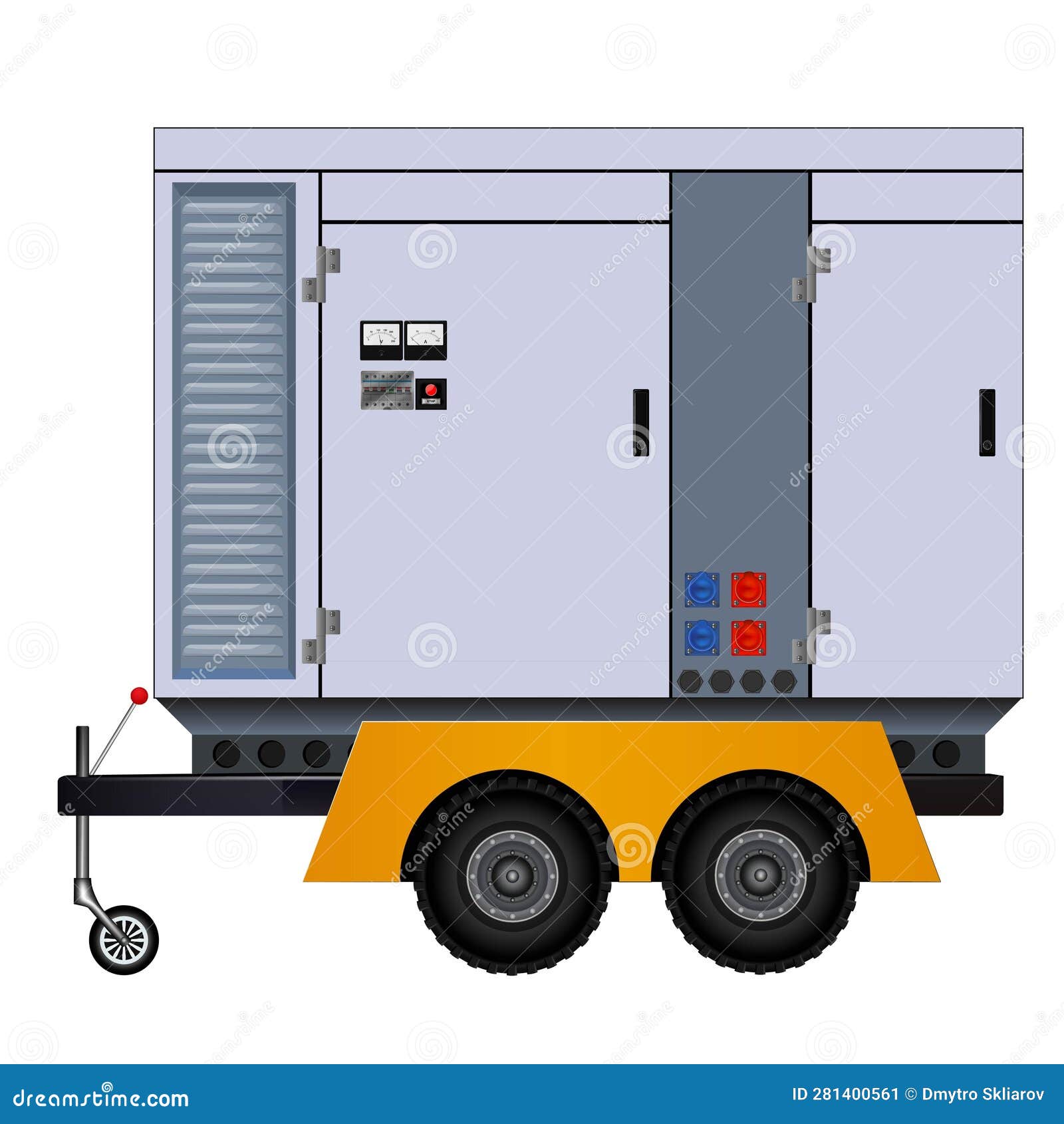 Generator On Trailer. Side View. Vector Graphics | CartoonDealer.com ...
