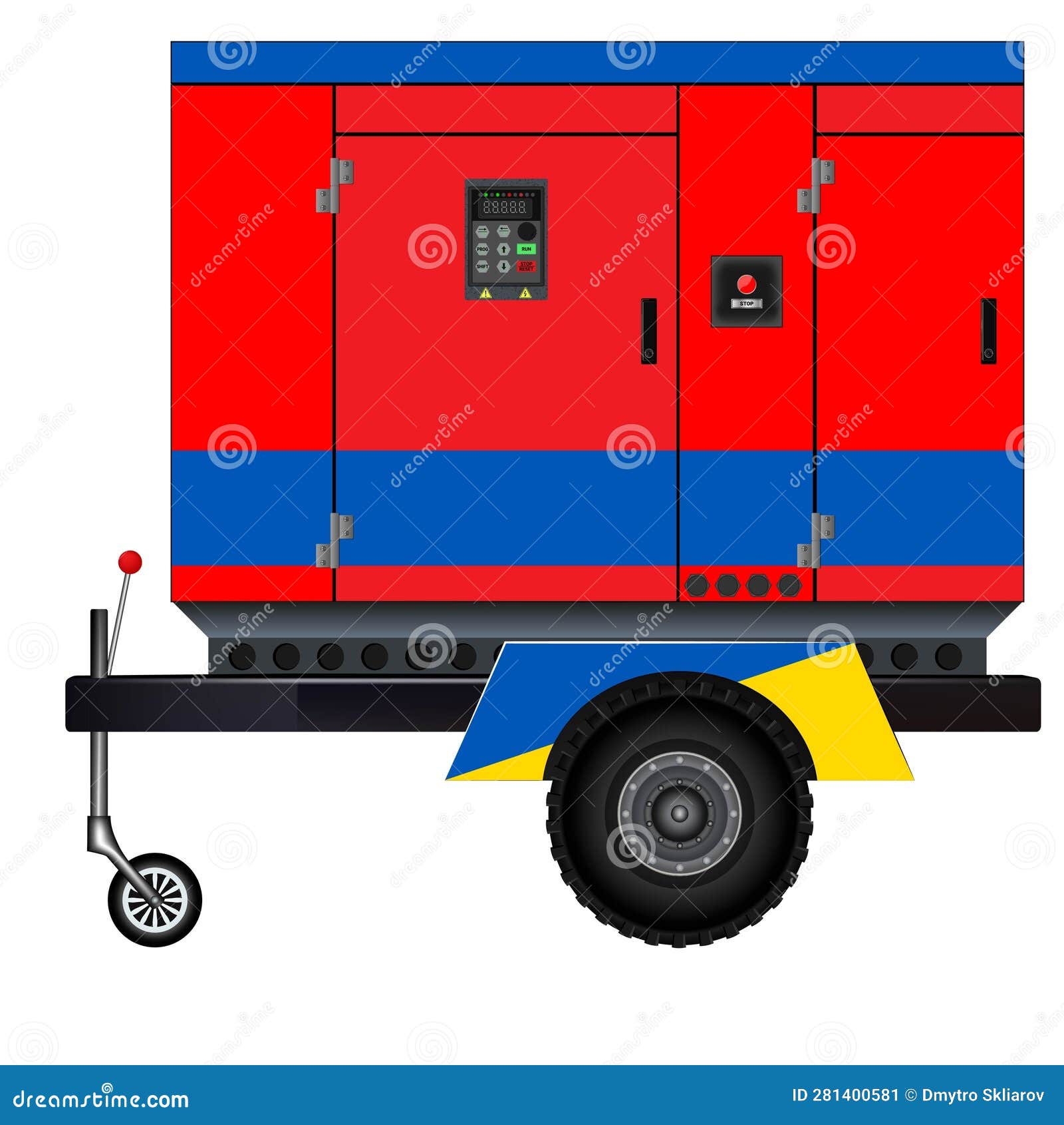 Generator On Trailer. Side View. Vector Graphics | CartoonDealer.com ...