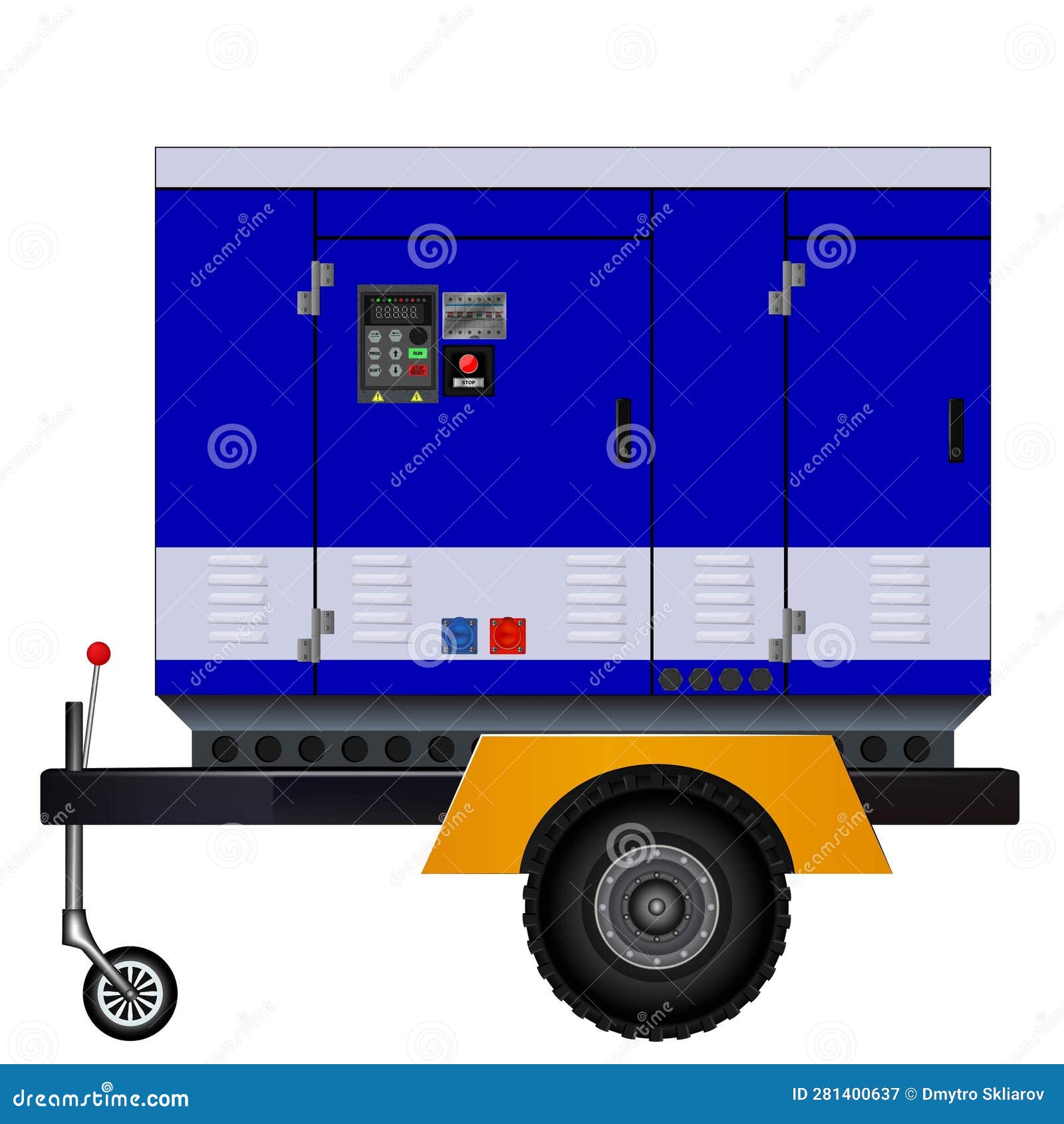 Generator on Trailer. Side View Stock Vector - Illustration of mobile ...