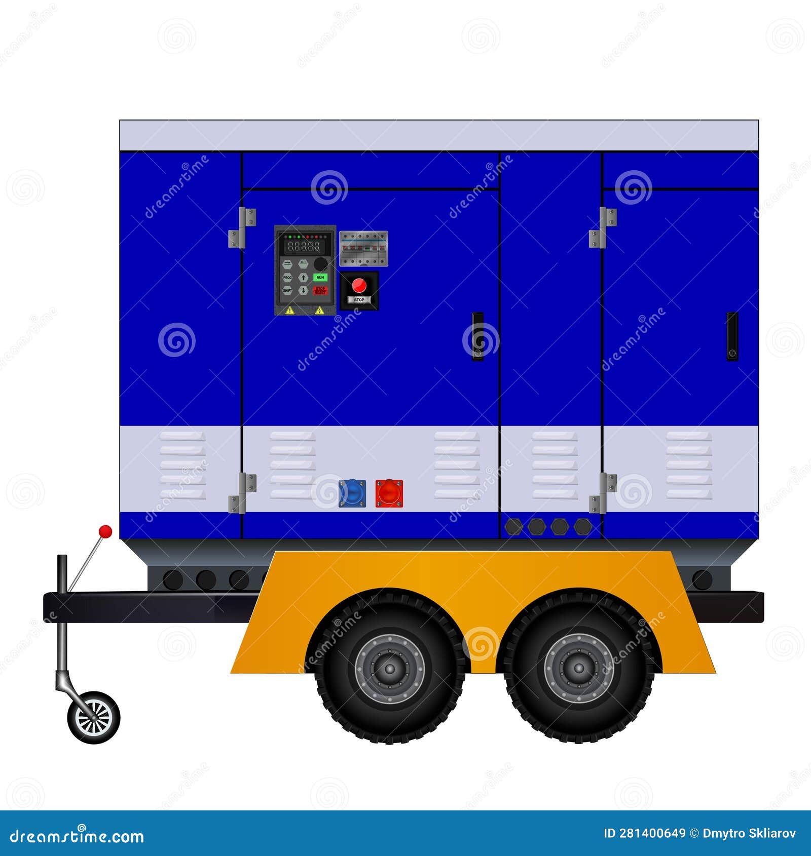 Generator On Trailer. Side View. Vector Graphics | CartoonDealer.com ...