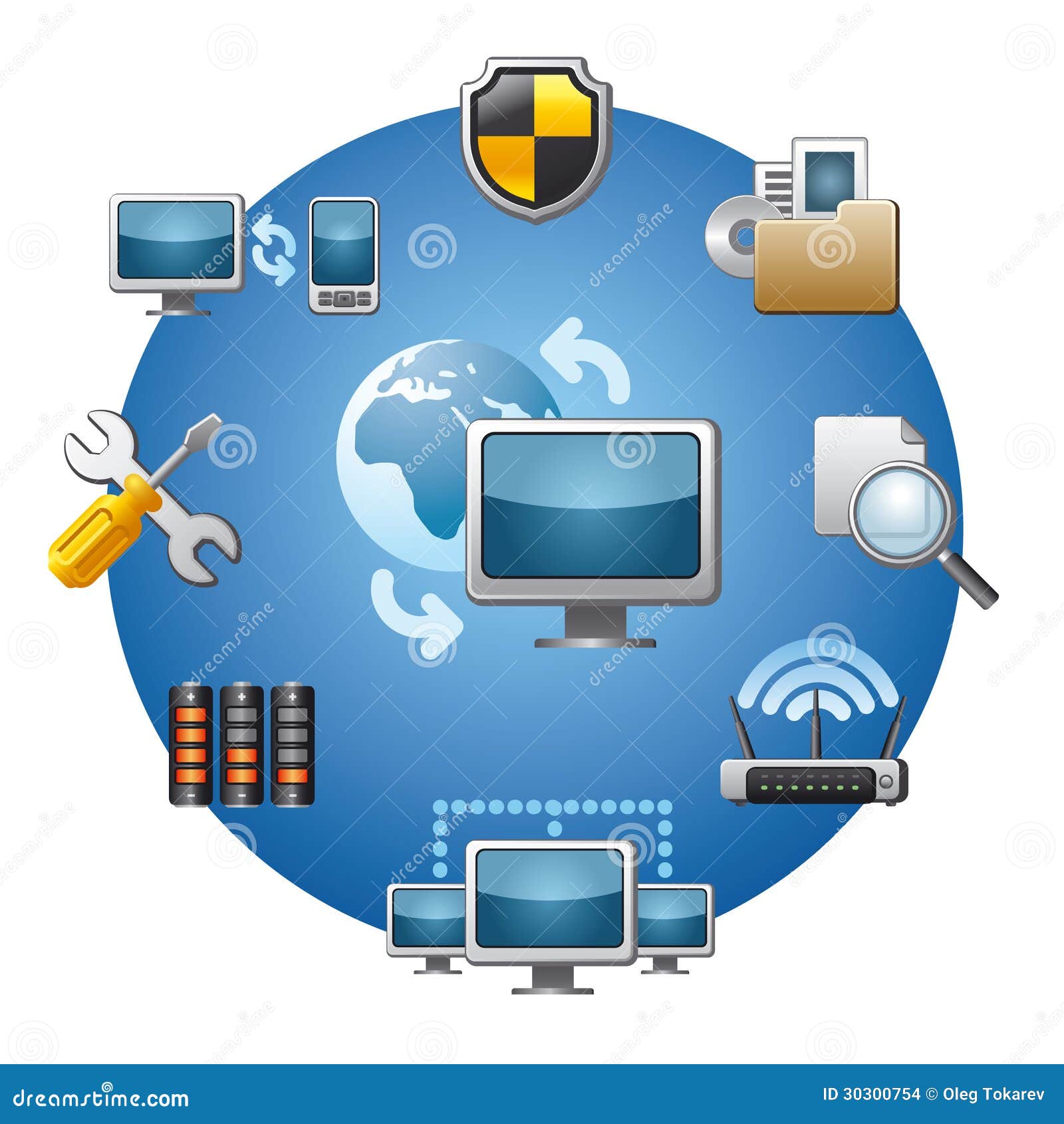 Insieme Dell'icona Della Rete Di Computer Illustrazione di Stock ...