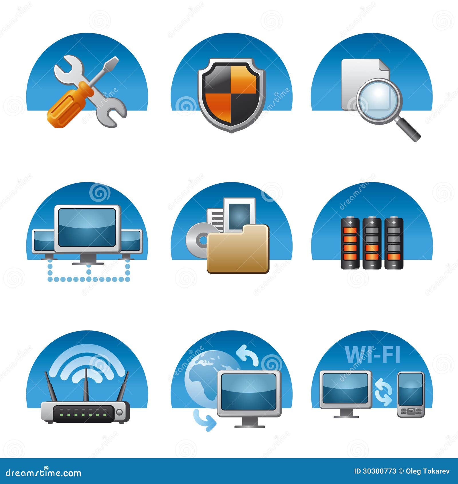 Insieme Dell'icona Della Rete Di Computer Illustrazione di Stock ...