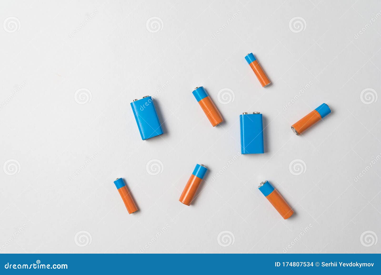 Generic AA and PP3 Batteries on a White Background. Different Types of ...