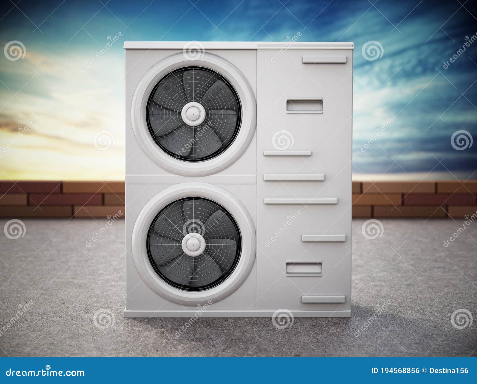 Generic Air Conditioner Units at the Roof. 3D Illustration Stock ...