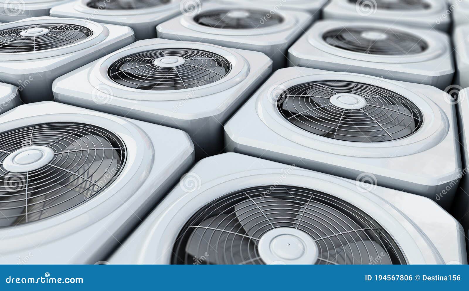 Generic Air Conditioner Units in a Row. 3D Illustration Stock ...