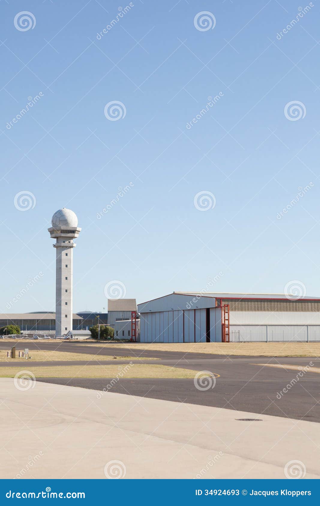 Generic Airfield with Hangar and Control Tower Stock Image - Image of ...