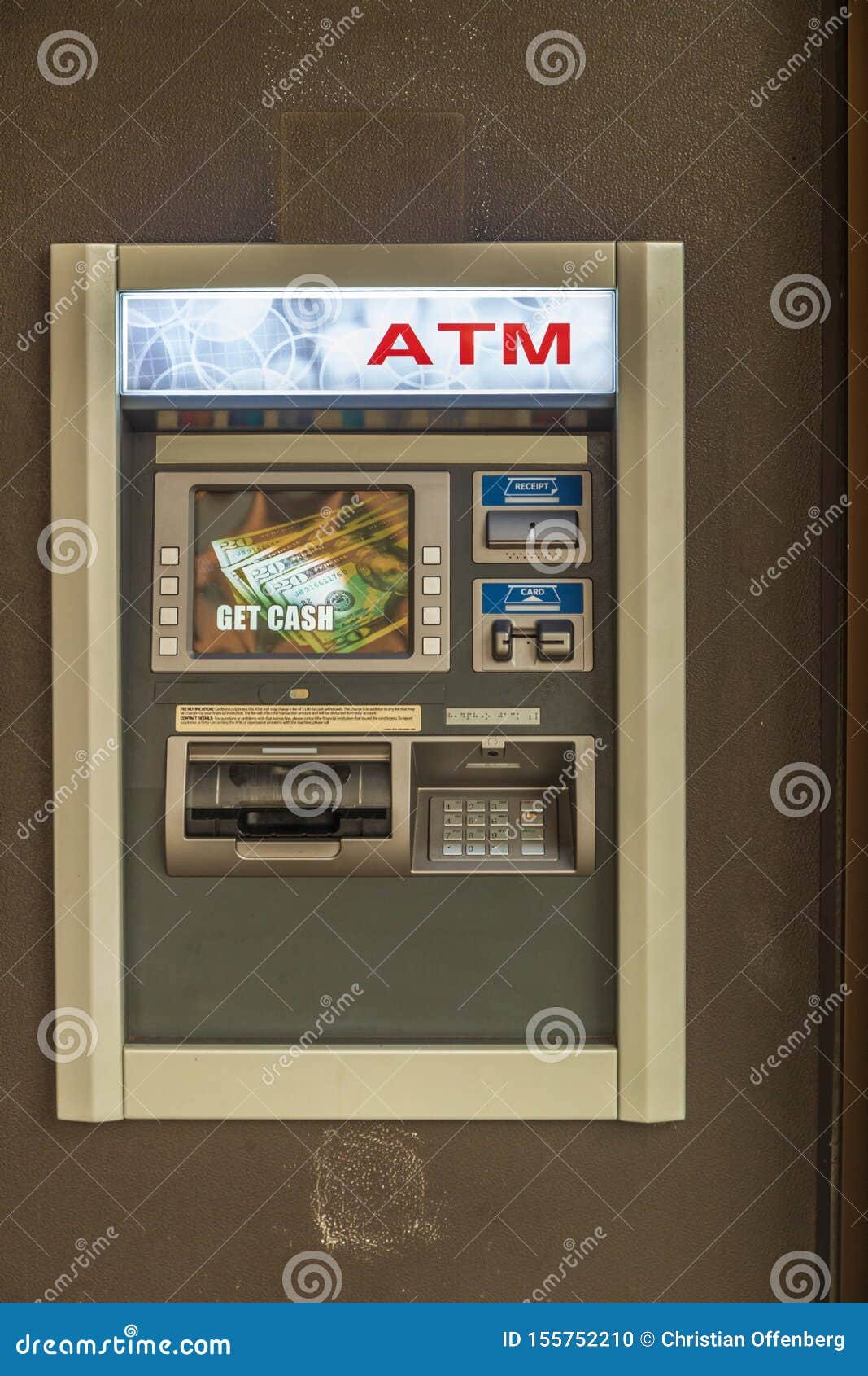 Generic ATM Machine a Brown Wall Editorial Image - Image of bancomat ...