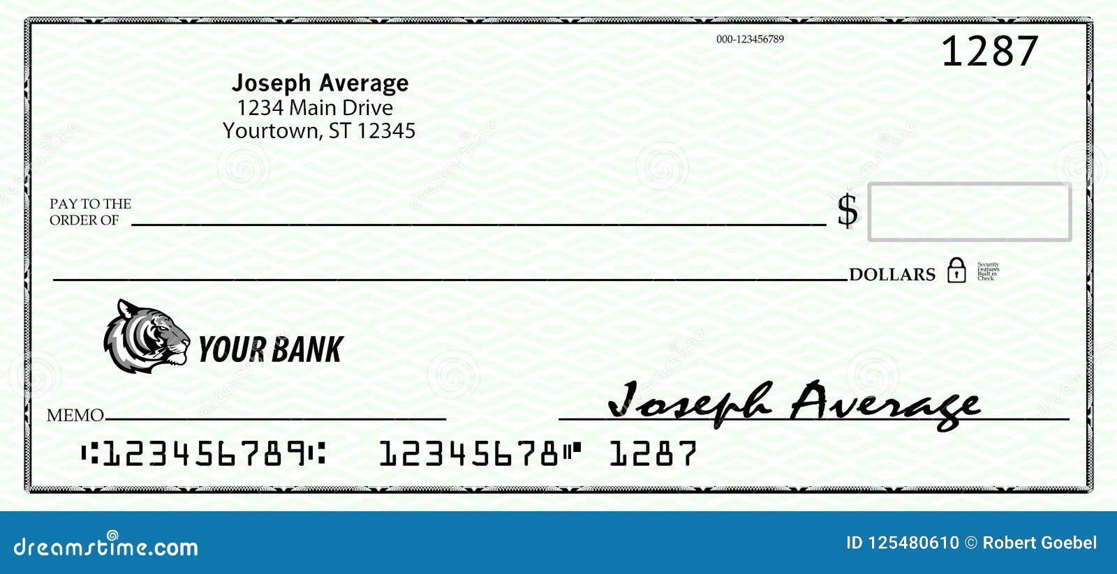 This is a Generic Bank Check with Generic Logos, Numbers and Names ...