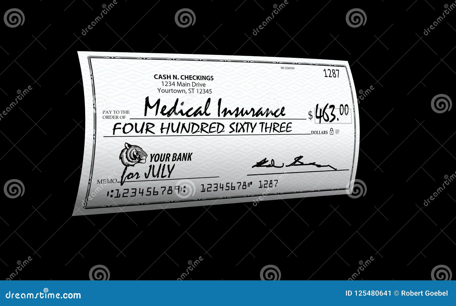 This is a Generic Bank Check with Generic Logos, Numbers and Names ...