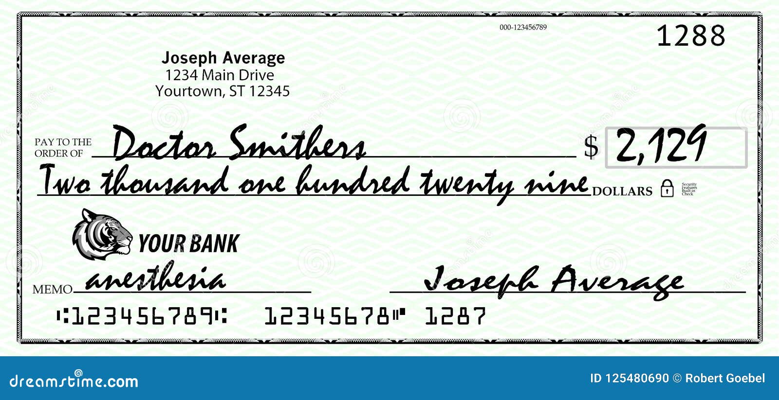 This is a Generic Bank Check with Generic Logos, Numbers and Names ...