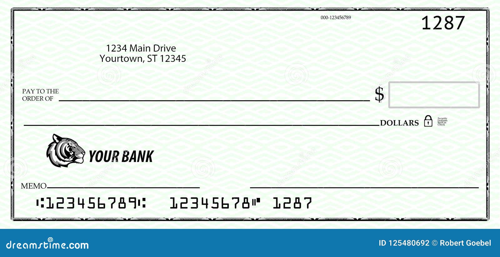 This is a Generic Bank Check with Generic Logos, Numbers and Names ...