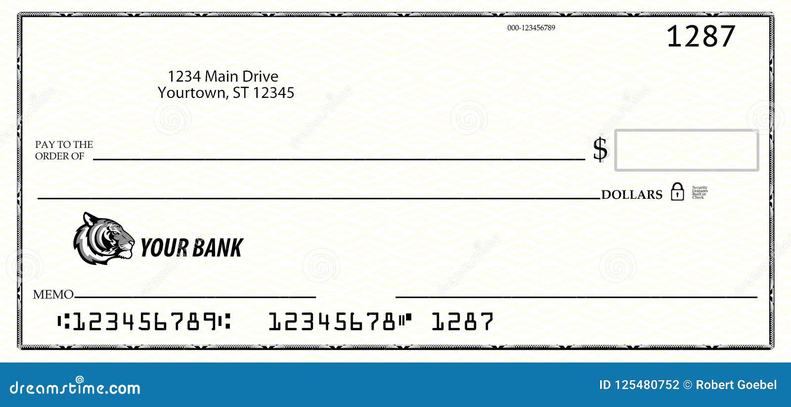 This is a Generic Bank Check with Generic Logos, Numbers and Names ...