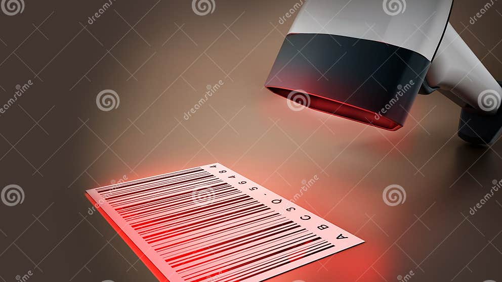 Generic Barcode Scanner Scanning a Barcode. 3D Illustration Stock ...