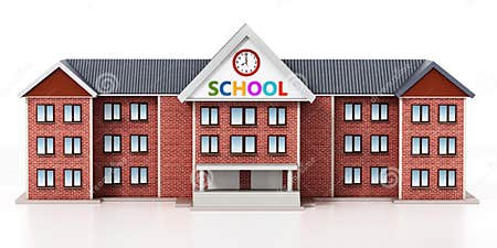 Generic, Basic Design School Building. 3D Illustration Stock ...