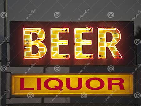 Generic Beer and Liquor Sign Stock Image - Image of object, dusk: 19435155