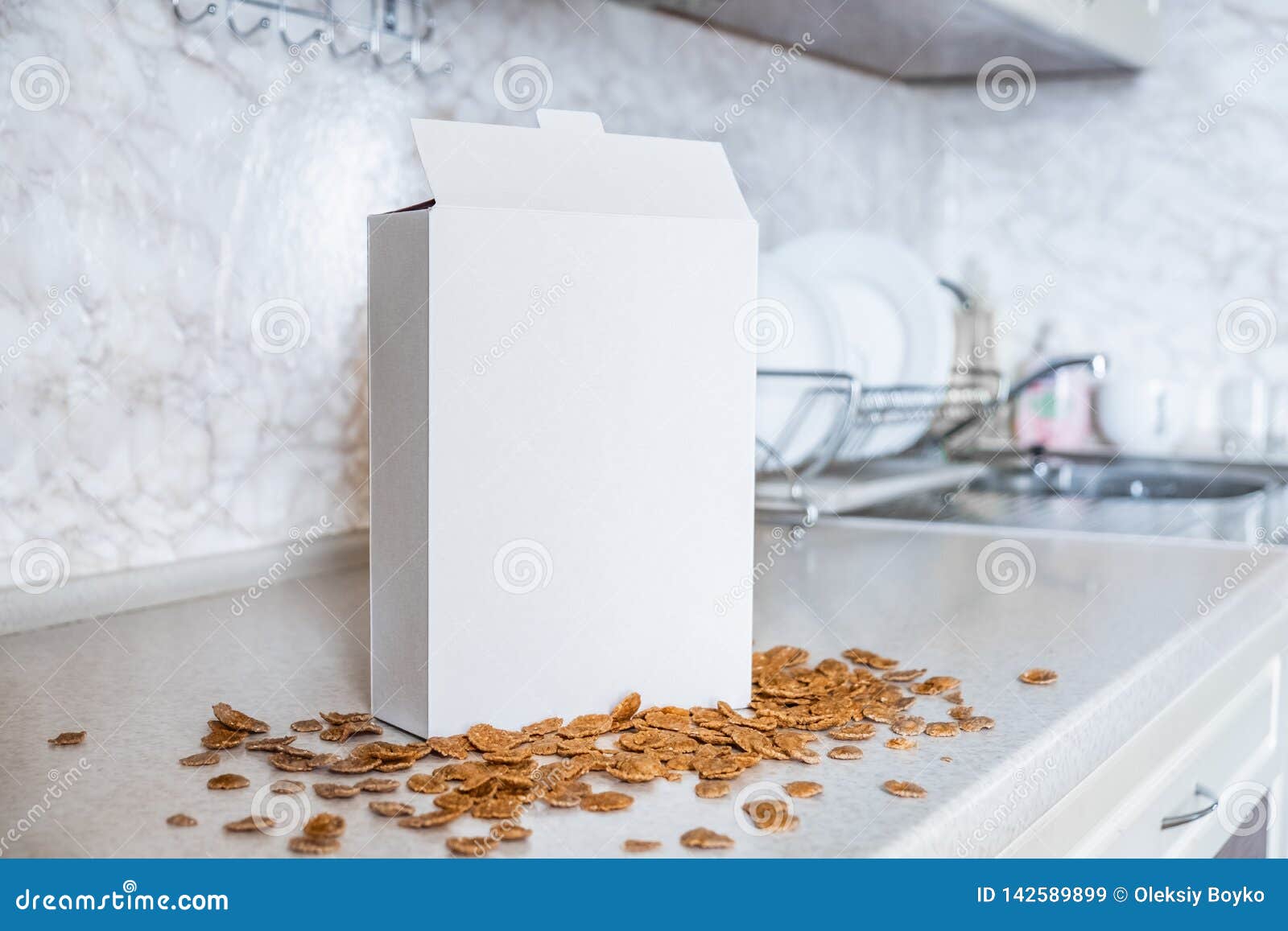 Generic Box of Cereals on the Kitchen Table Stock Image - Image of ...