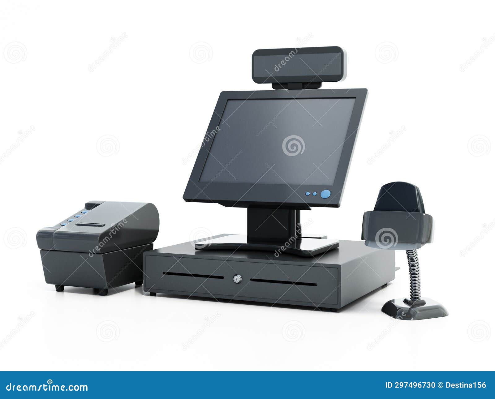 Generic Cash Register Isolated on White Background. 3D Illustration ...