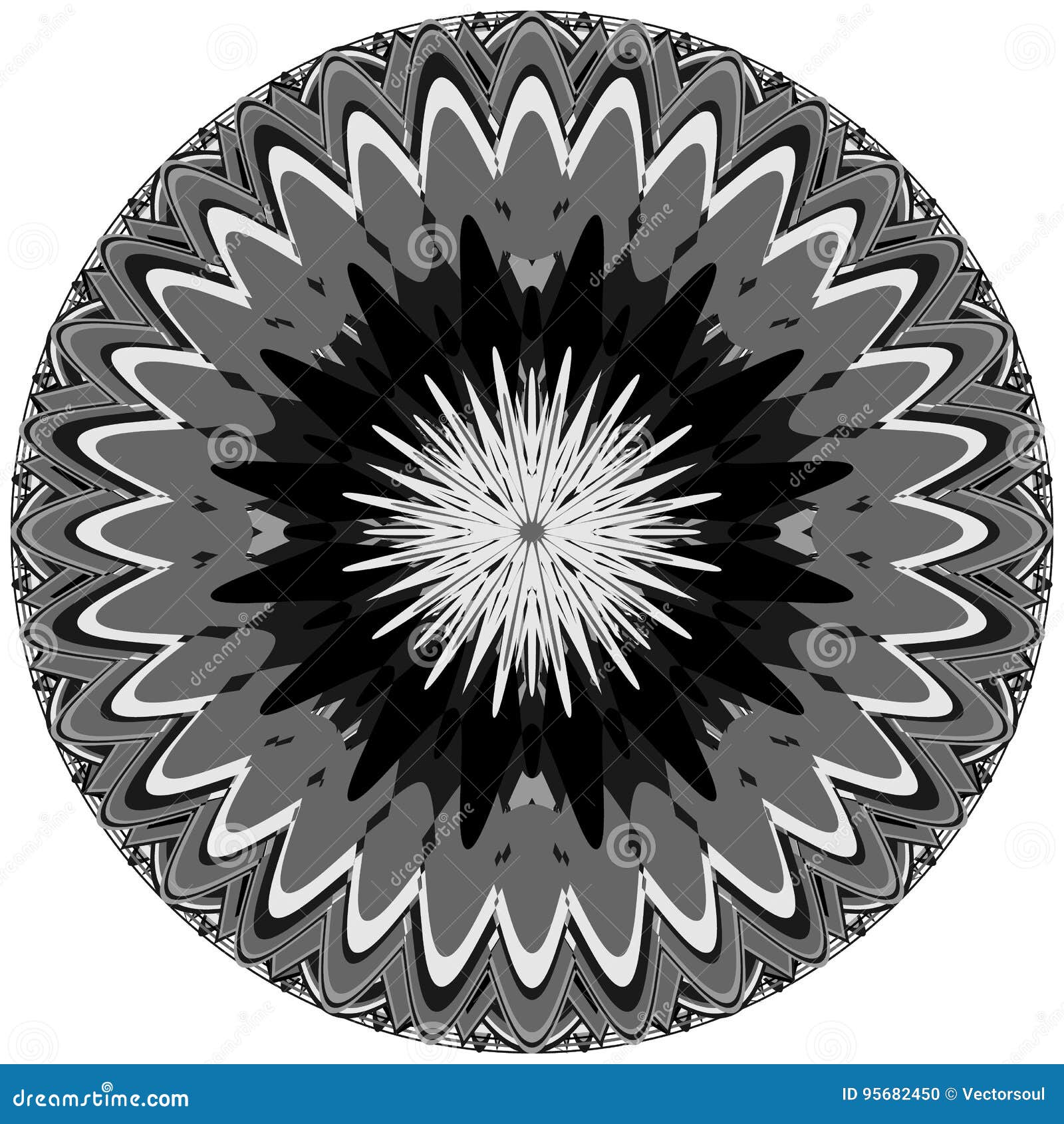 Generic Circular Motiff, Mandala. Abstract Grayscale Geometric E Stock ...