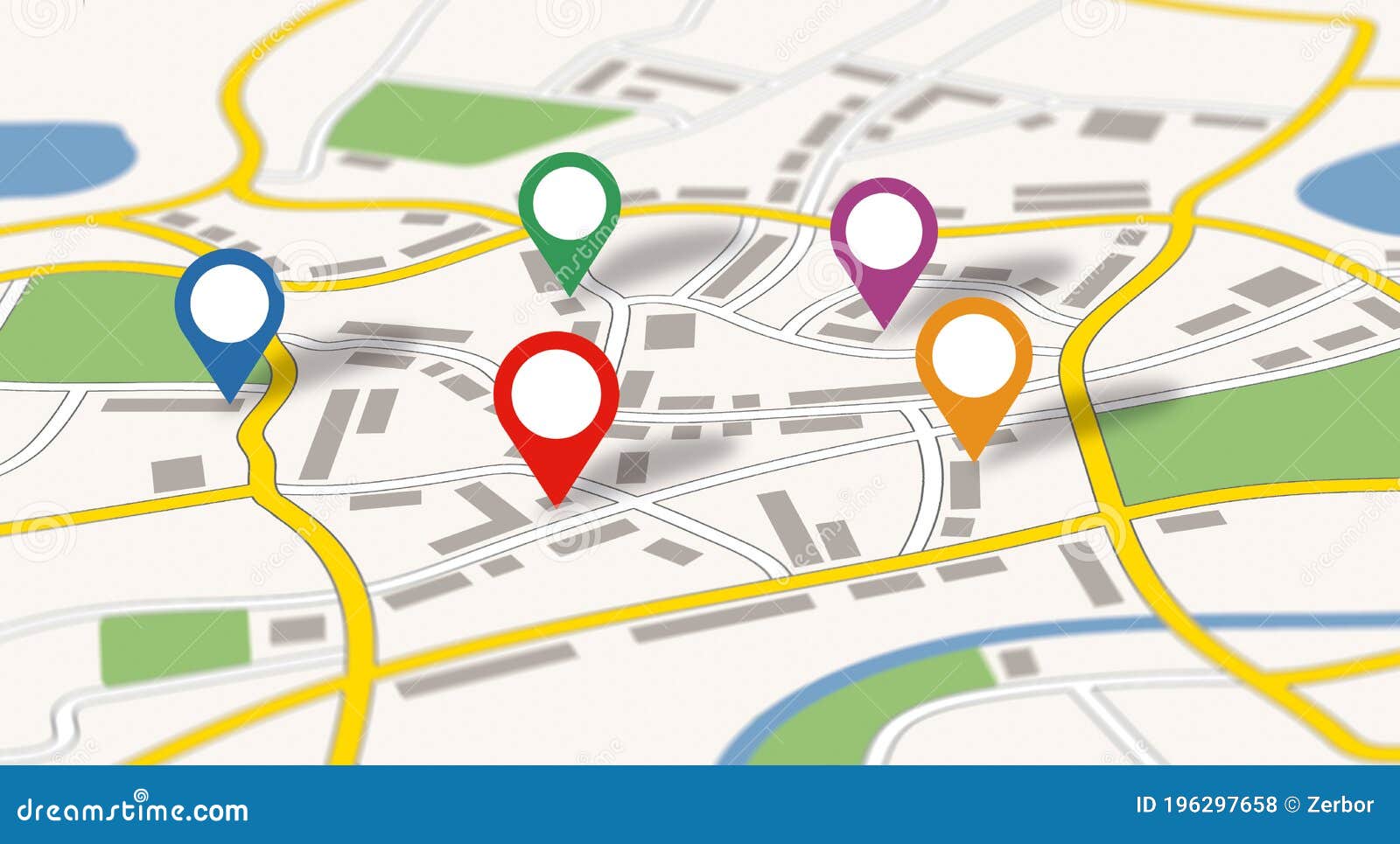 A Generic City Map with Colorful Icons Stock Illustration ...