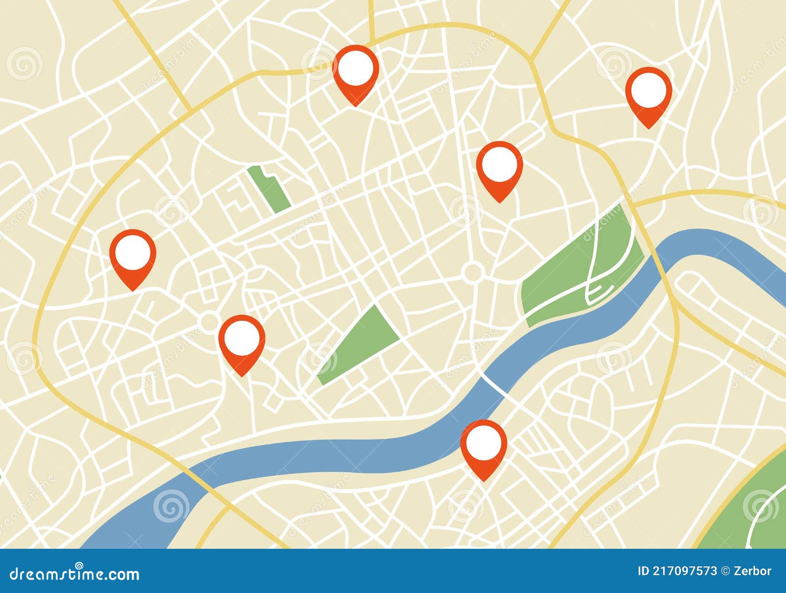 A Generic City Map with Icons Stock Illustration - Illustration of ...