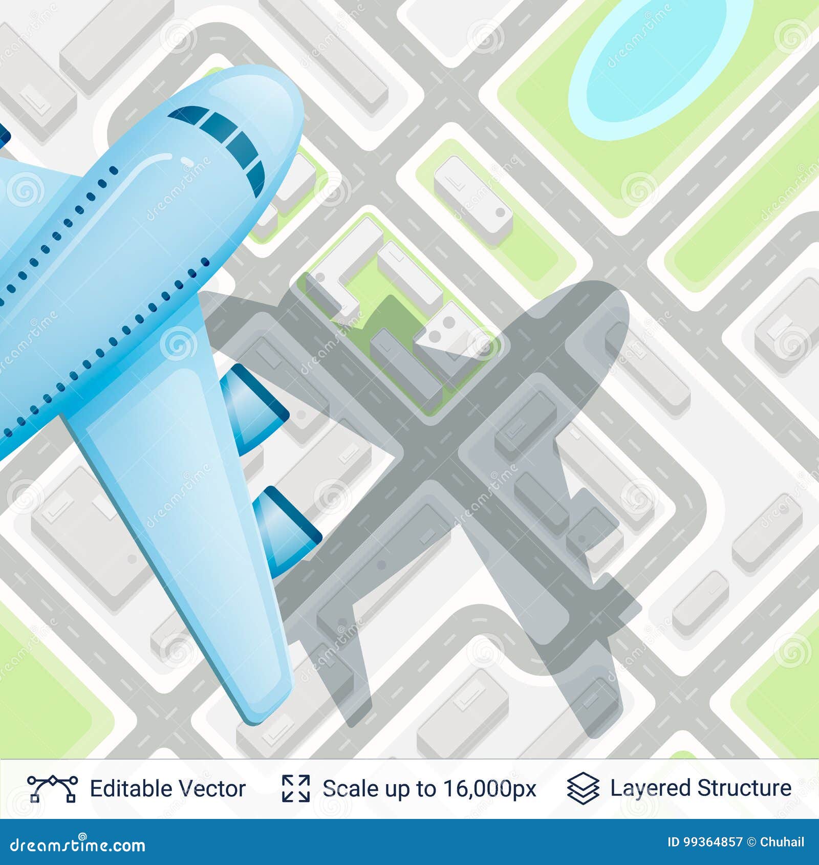 Abstract City Plan and Airplane. Stock Vector - Illustration of ...
