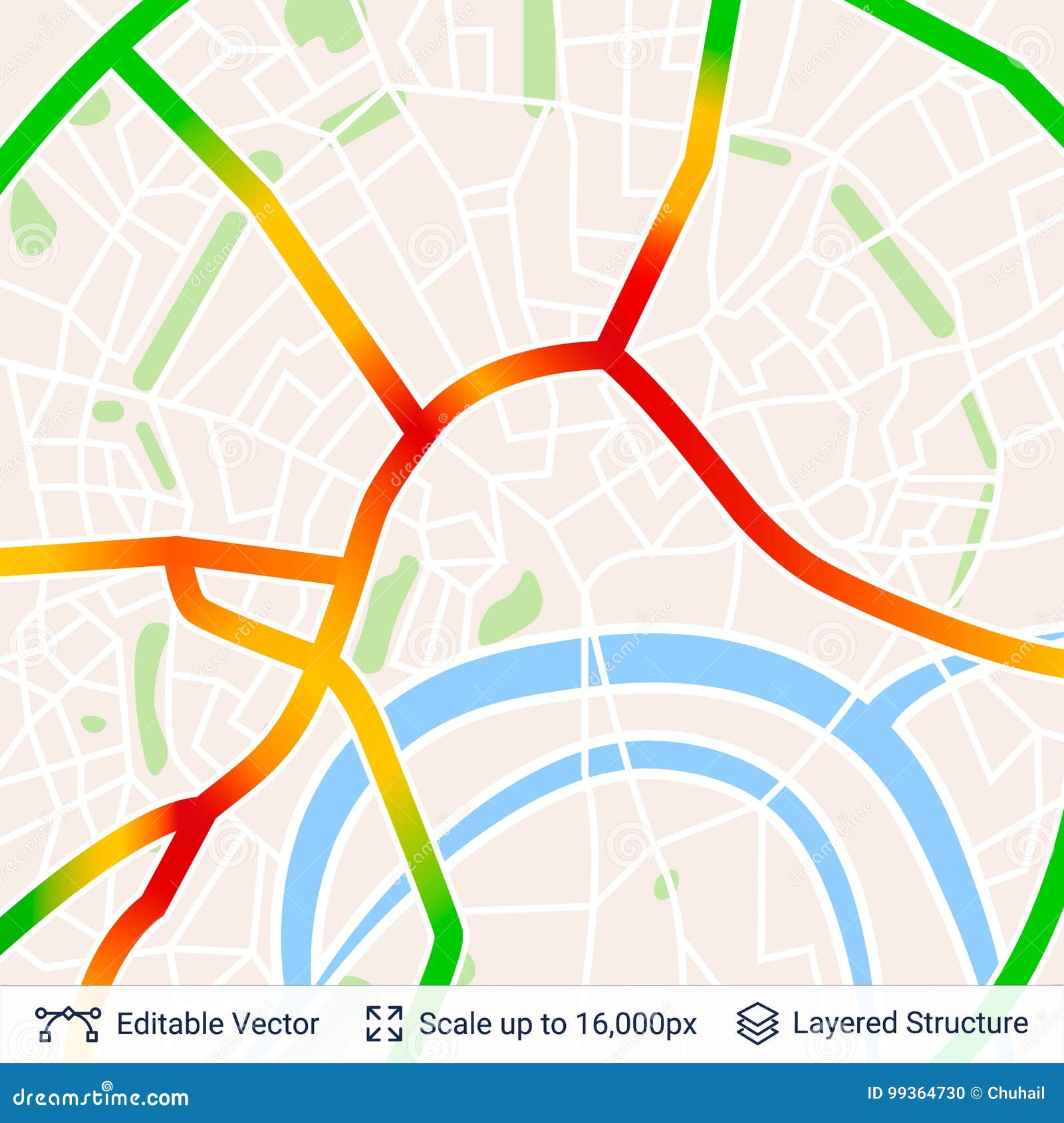 Abstract City Plan with Traffic Jam. Stock Vector - Illustration of ...