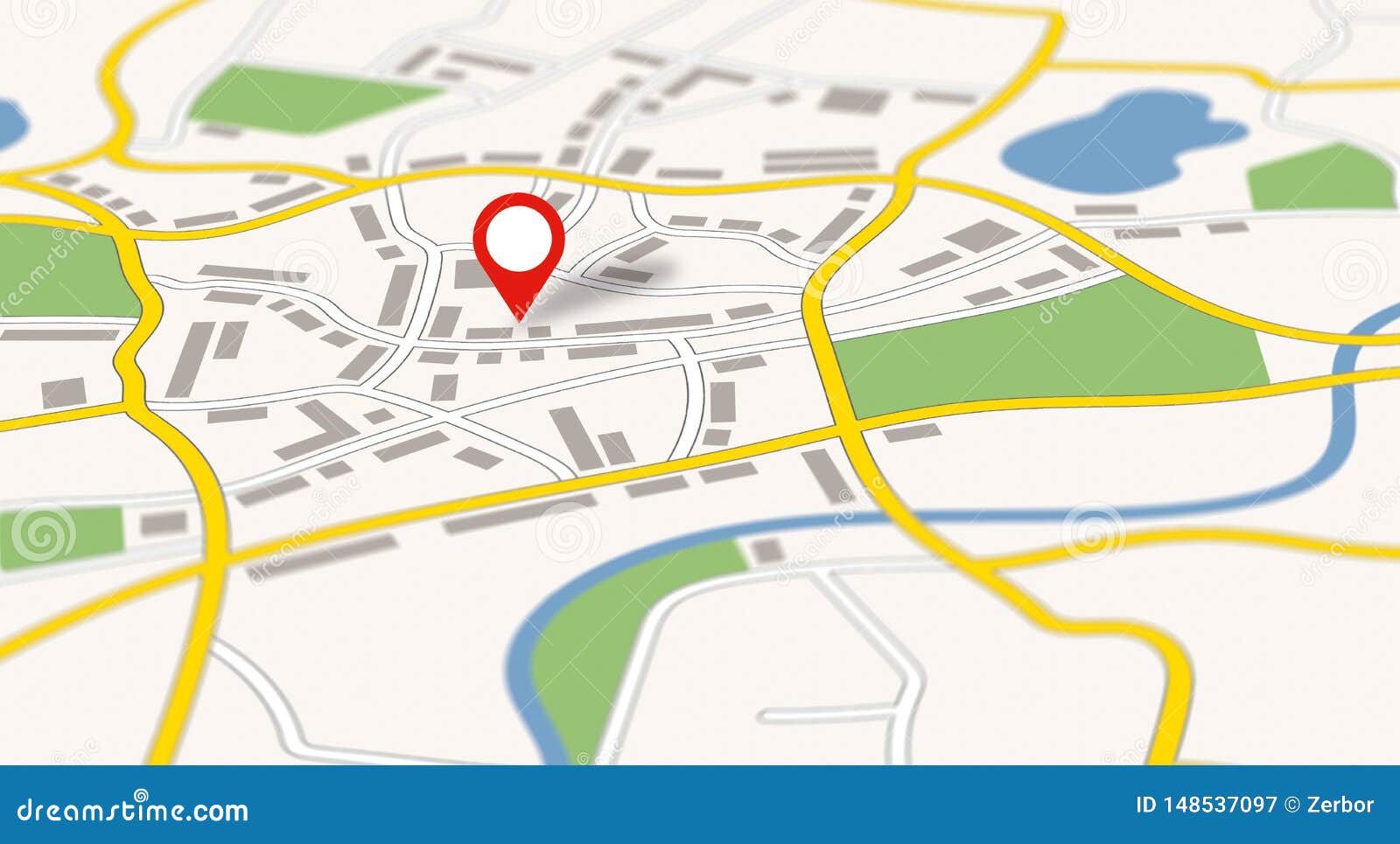 A Generic City Map with a Pin Stock Illustration - Illustration of ...