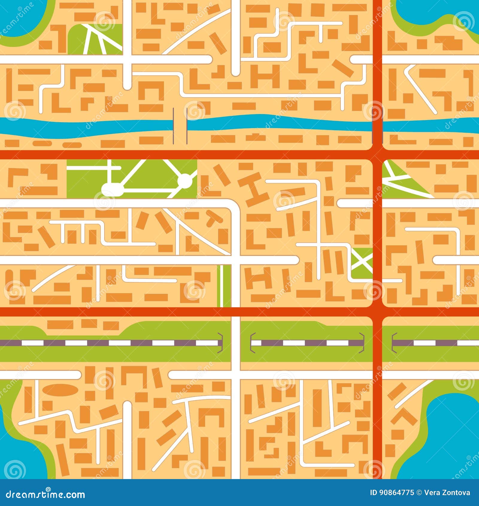 Generic City Map Seamless Pattern. Stock Vector - Illustration of ...