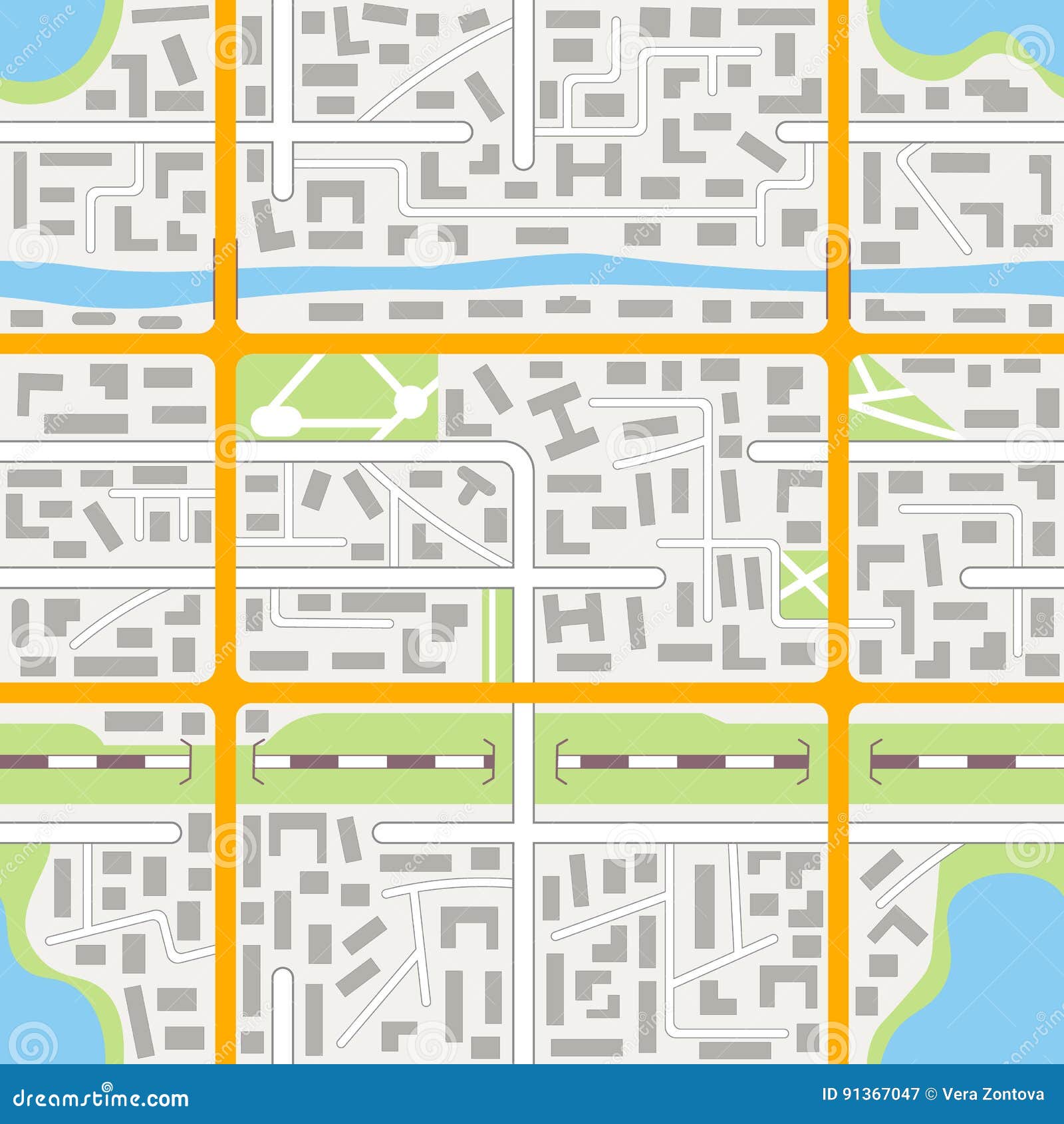 Generic City Map Seamless Pattern. Stock Vector - Illustration of ...