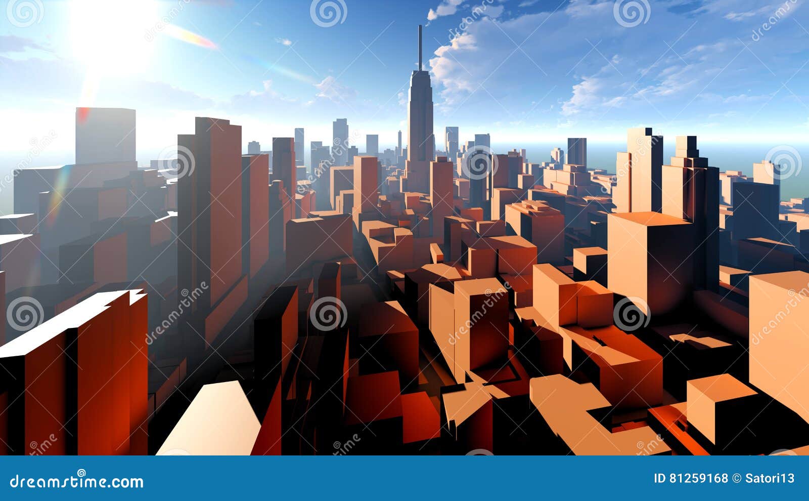 Generic Cityscape Architecture 3d Rendering Stock Illustration ...