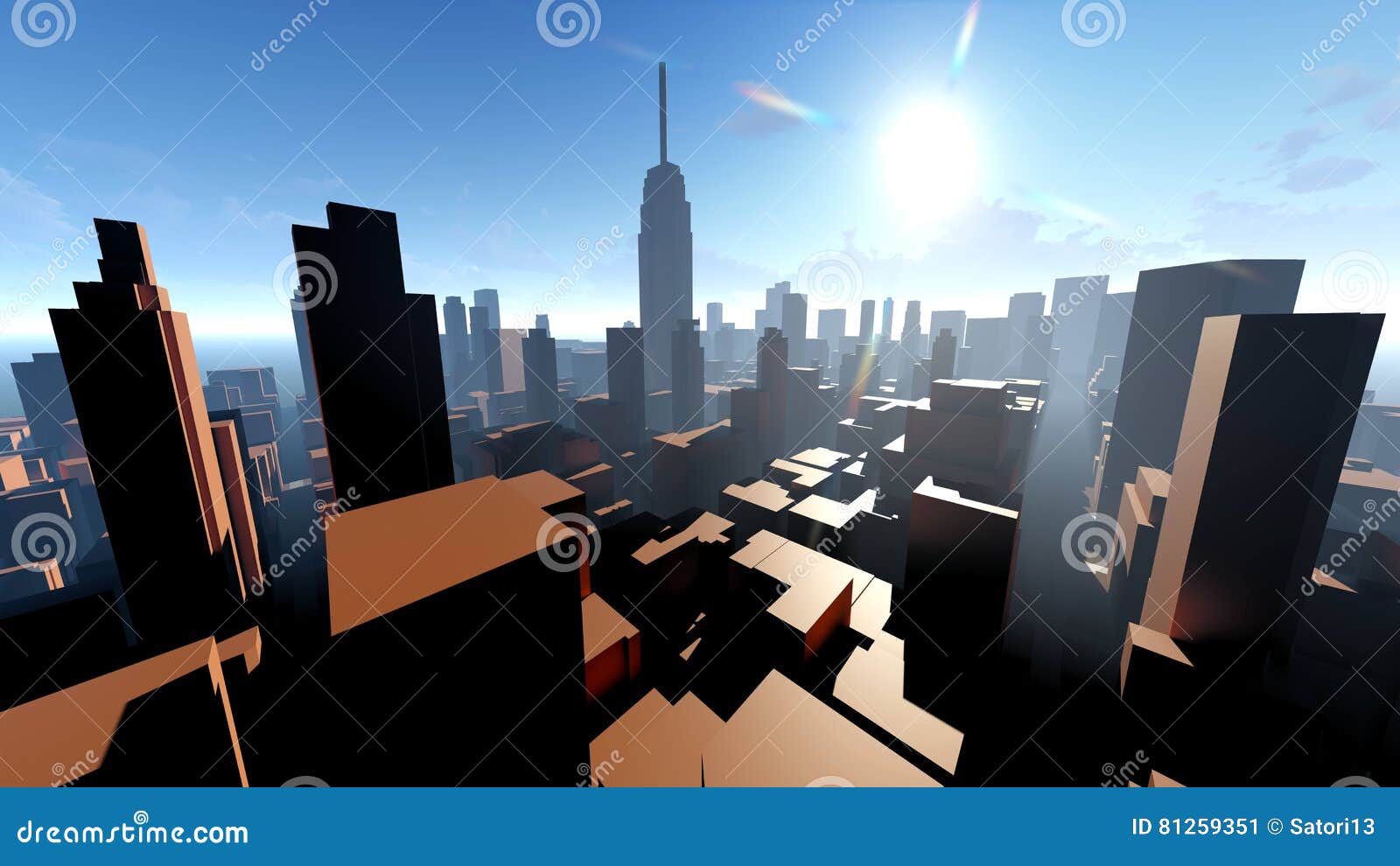 Generic Cityscape Architecture 3d Rendering Stock Illustration ...