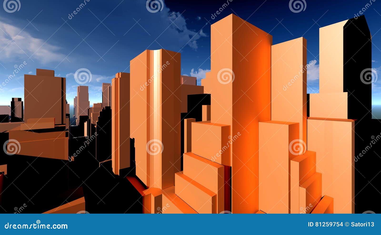 Generic Cityscape Architecture 3d Rendering Stock Illustration ...