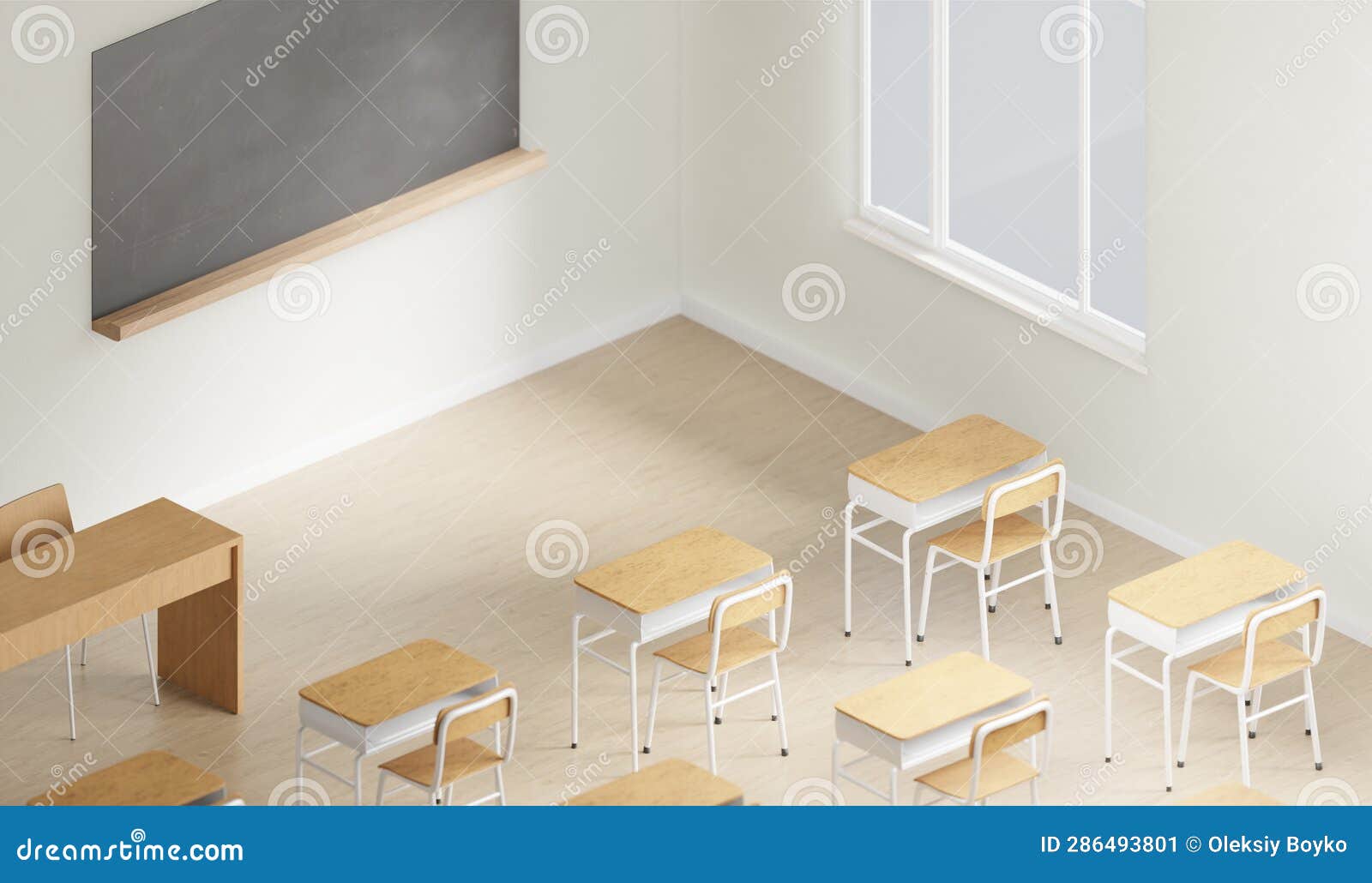Generic Classroom of Elementary or Middle School, Offline Studying, 3d ...