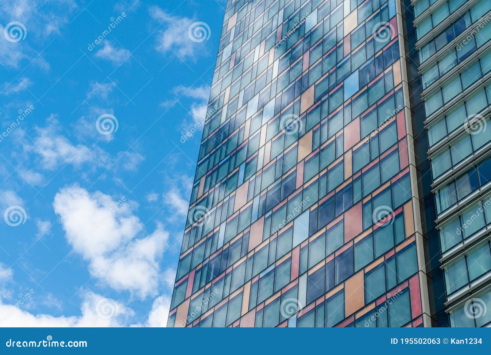 Generic and Colorful Corporate Building with Blue Sky in the Background ...